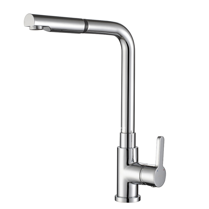 Kitchen Faucet With Pull Out Sprayer Brass Chrome Square Silver