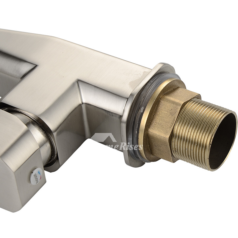 Brushed Nickel Kitchen Faucet Stainless Steel Gooseneck Shaped