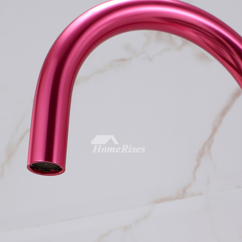 Cheap Kitchen Faucets Brushed Pink Gooseneck Vessel Aluminum