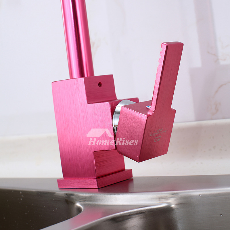 Cheap Kitchen Faucets Brushed Pink Gooseneck Vessel Aluminum