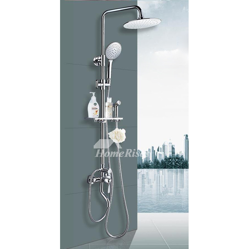 Modern Shower Fixtures Wall Mount Silver Chrome Brass 9 Inch
