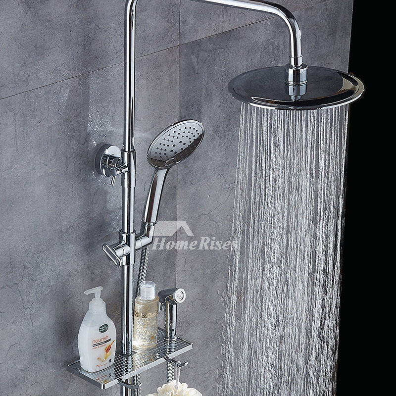 Modern Shower Fixtures Wall Mount Silver Chrome Brass 9 Inch