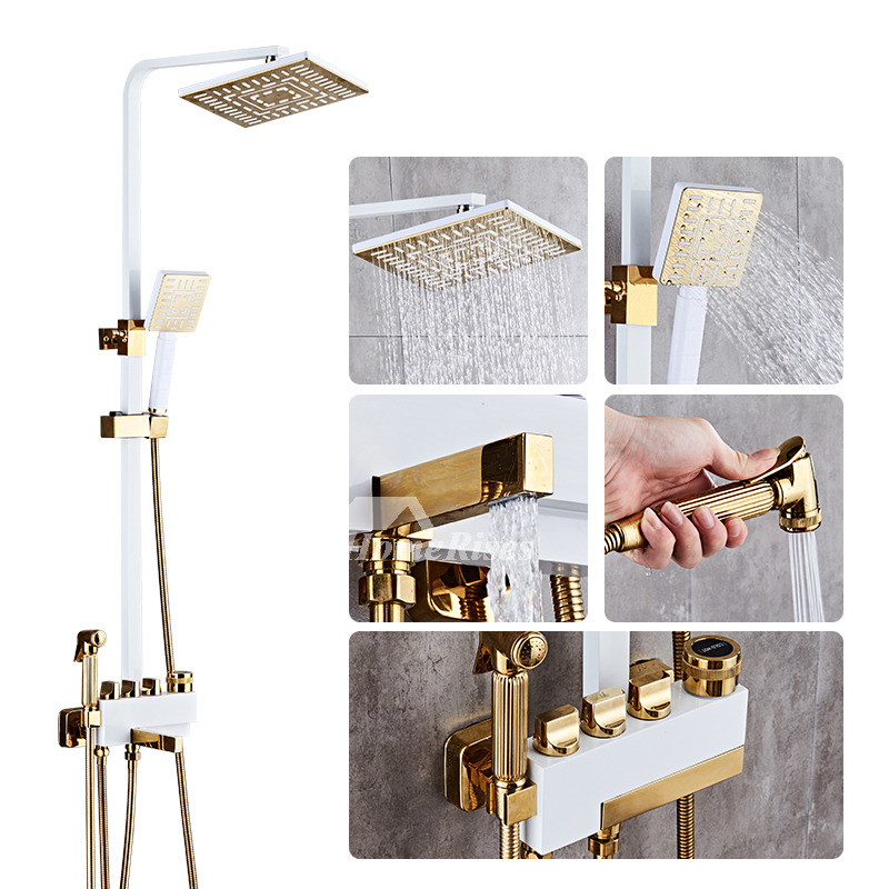 Modern Shower Faucets Wall Mount Painting White Sidespray High End