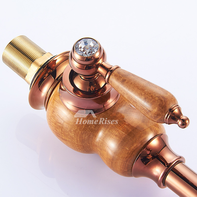 Brown Bathroom Faucets Marble Single Handle Rose Gold Filtering