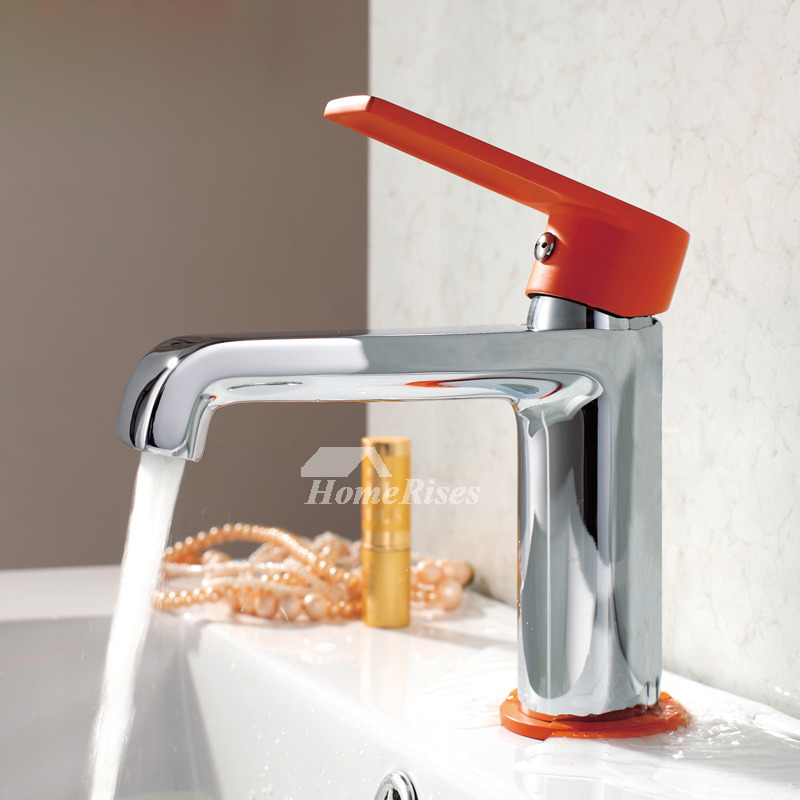Vanity Faucets Orange Single Handle Vessel Filtering Chrome Painting