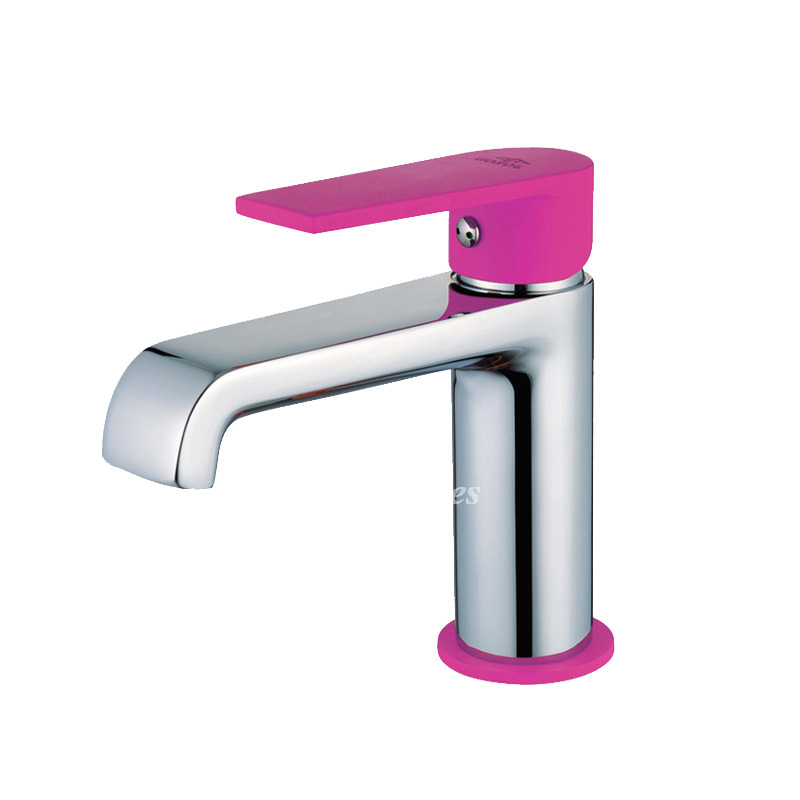 Bathroom Water Faucet Single Handle Filtering Vessel Chrome Pink