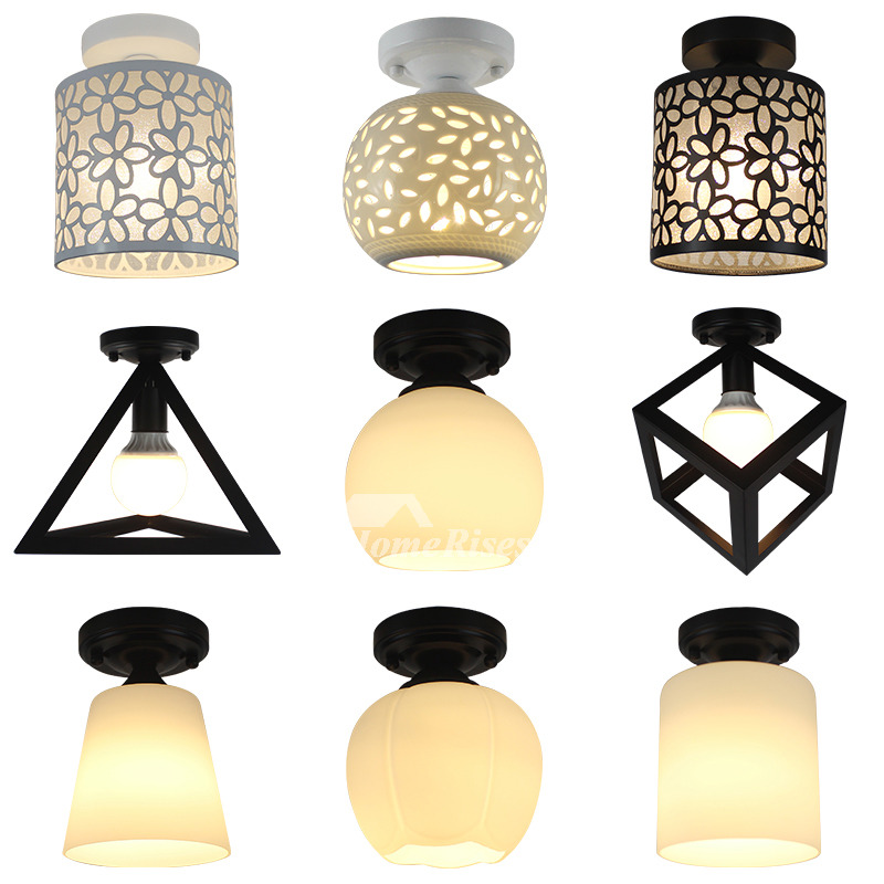 Small Ceiling Lights Pineapple Wrought Iron Entryway Black/White