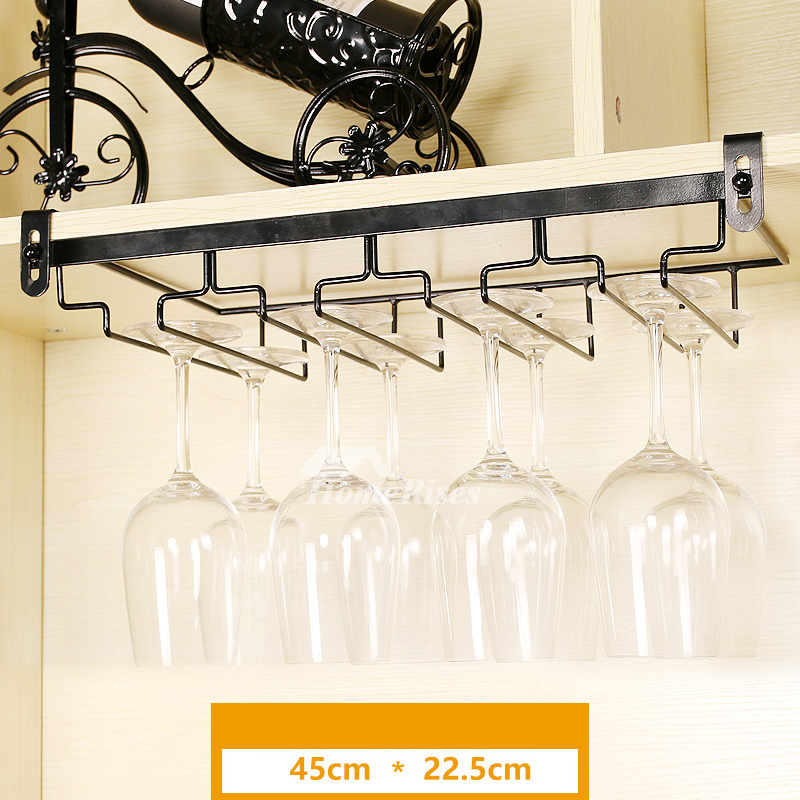 Wine Rack With Glass Holder Hanging Metal Decorative Unique