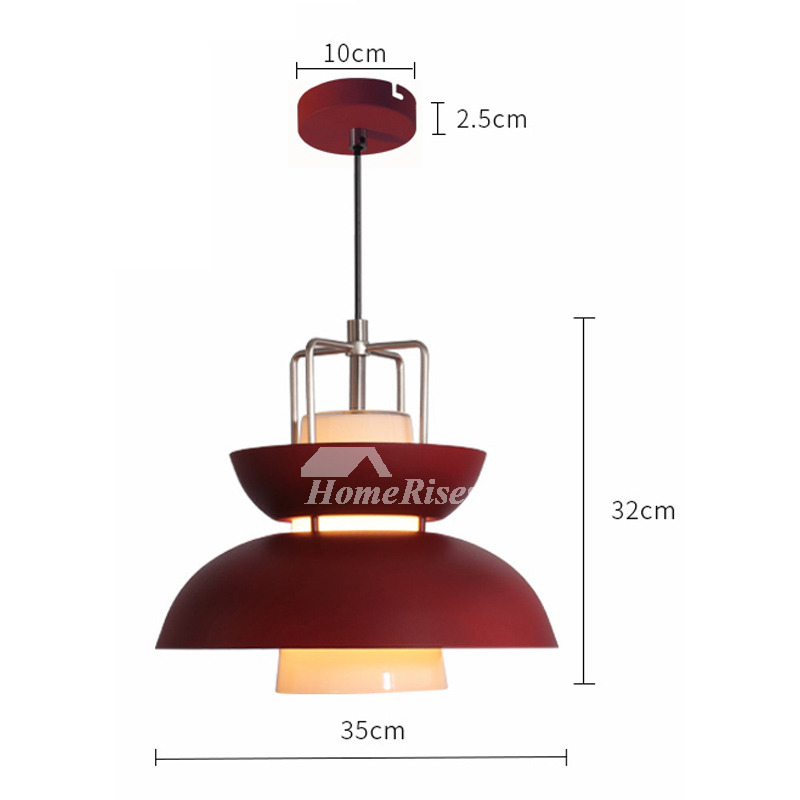 Red Pendant Light Hanging Iron Glass Modern For Kitchen Green/Gray