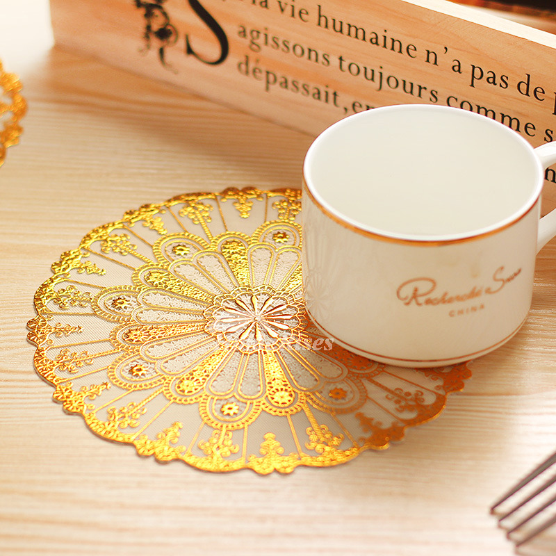 Coasters PVC Fabric Gold Modern Unique Round/Rectangule