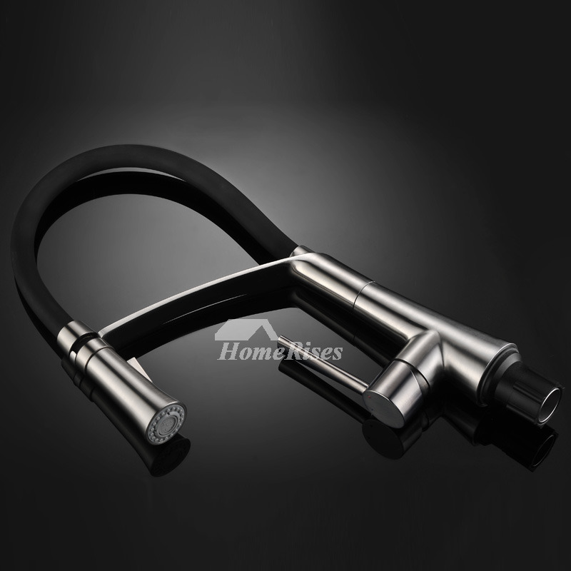 Matte Black Kitchen Faucets Rotatable Gooseneck Vessel Stainless Steel