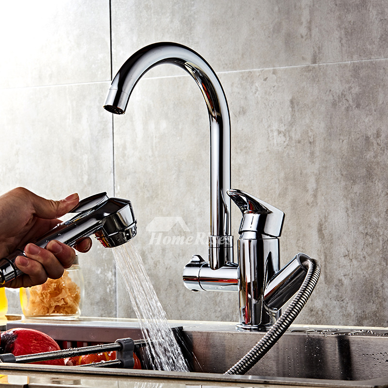 Unique Bathroom Faucets Centerset Pull Out Spray Silver Chrome Brass