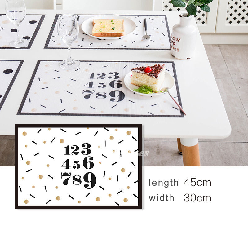 Cute Placemats PVC Decorative Rectangule Personalized Woven Kitchen