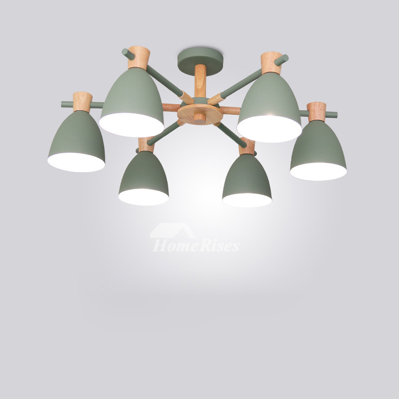 Modern Ceiling Lights Rustic Semi Flush 3/6/8 Light Wood Wrought Iron