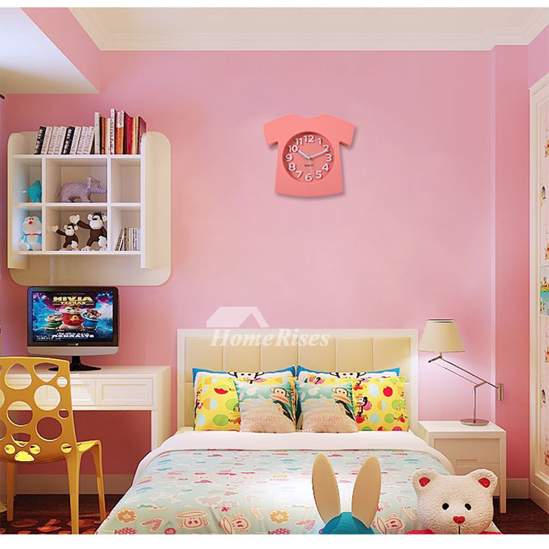 Unusual Wall Clocks Black Kids Creative Analog Cute Bedroom Pink