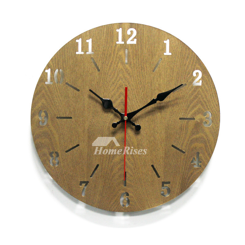 Contemporary Wall Clocks Rustic 12/14/16 Inch Large Wooden Round