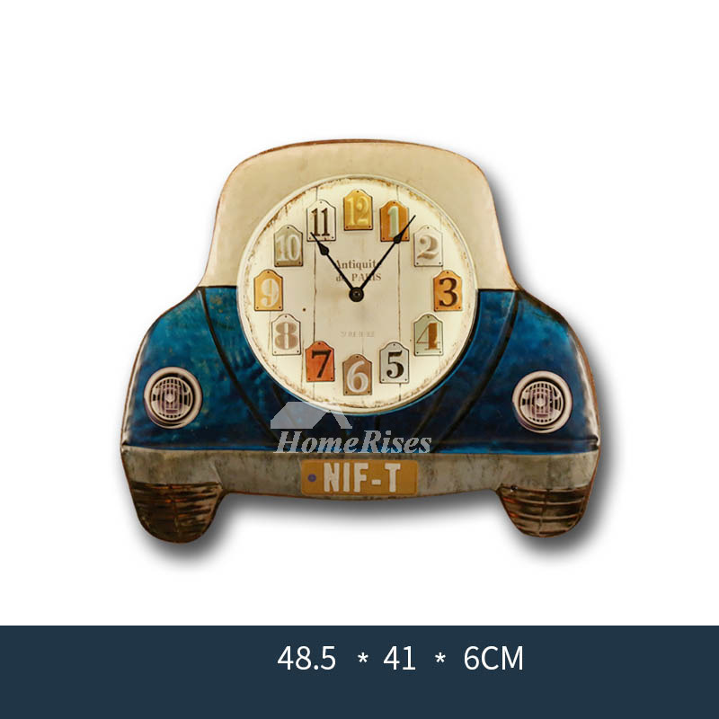 Lighted Wall Clock Metal Analog Silent Kids Funky Living Room Blue/Red