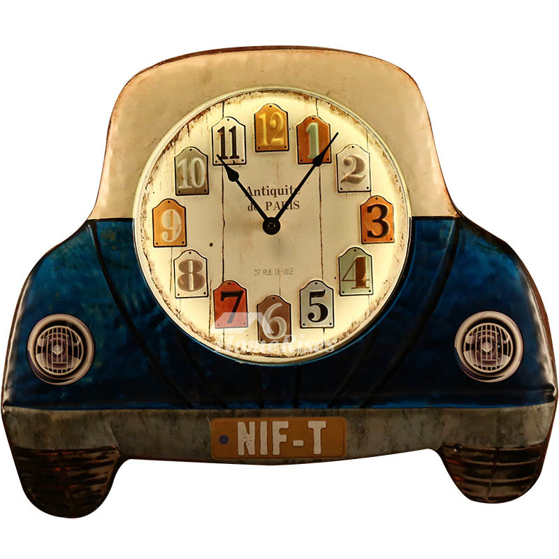 Lighted Wall Clock Metal Analog Silent Kids Funky Living Room Blue/Red