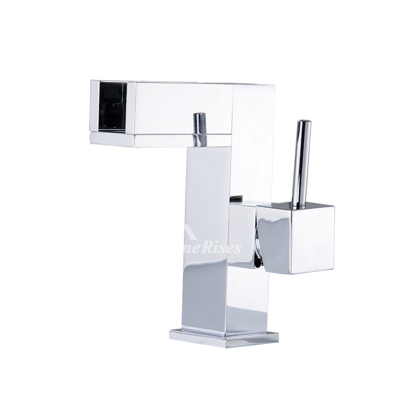 Designer Led Waterfall Bathroom Faucet Square Unique Brass Silver