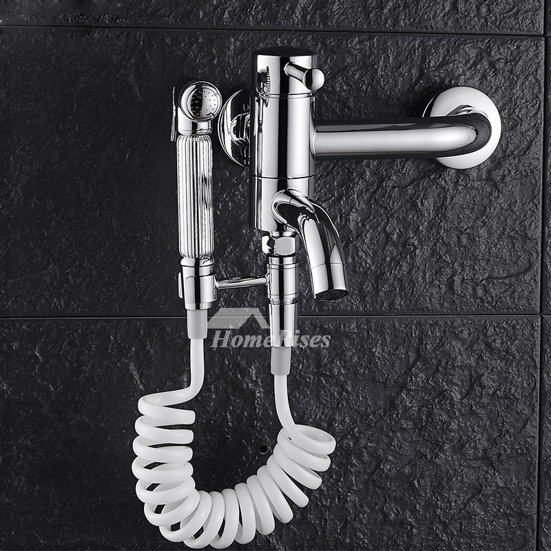 Bidet Hand Held Wall Mounted Chrome Brass Silver Single Handle Toilet