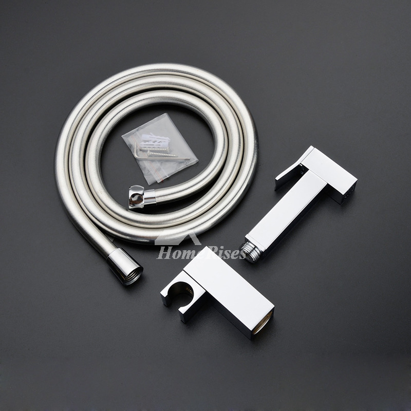 Bathroom Bidet Spray Silver Brass ABS Plastic Hand Held Wall Mount