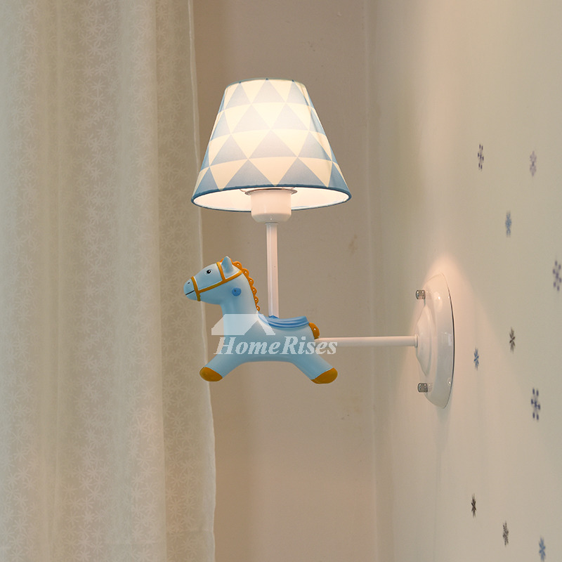 Nordic Modern Wall Sconces Kids Nursery Blue/Pink Wrought Iron Fabric