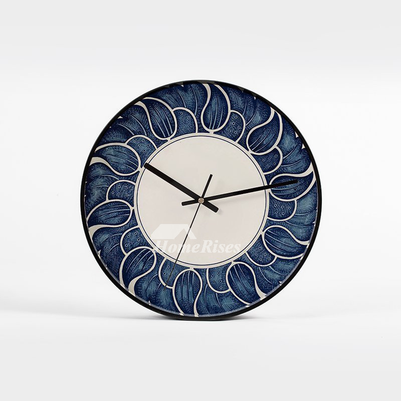 Decorative Round Wall Clock 12 Inch Rustic Metal Black/Green Quiet