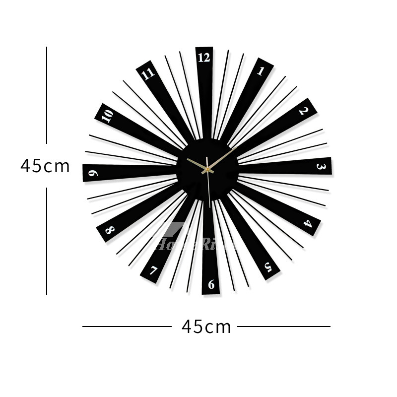 Black Wall Clock 15/18/22 Inch Large Decorative Wooden Metal Round
