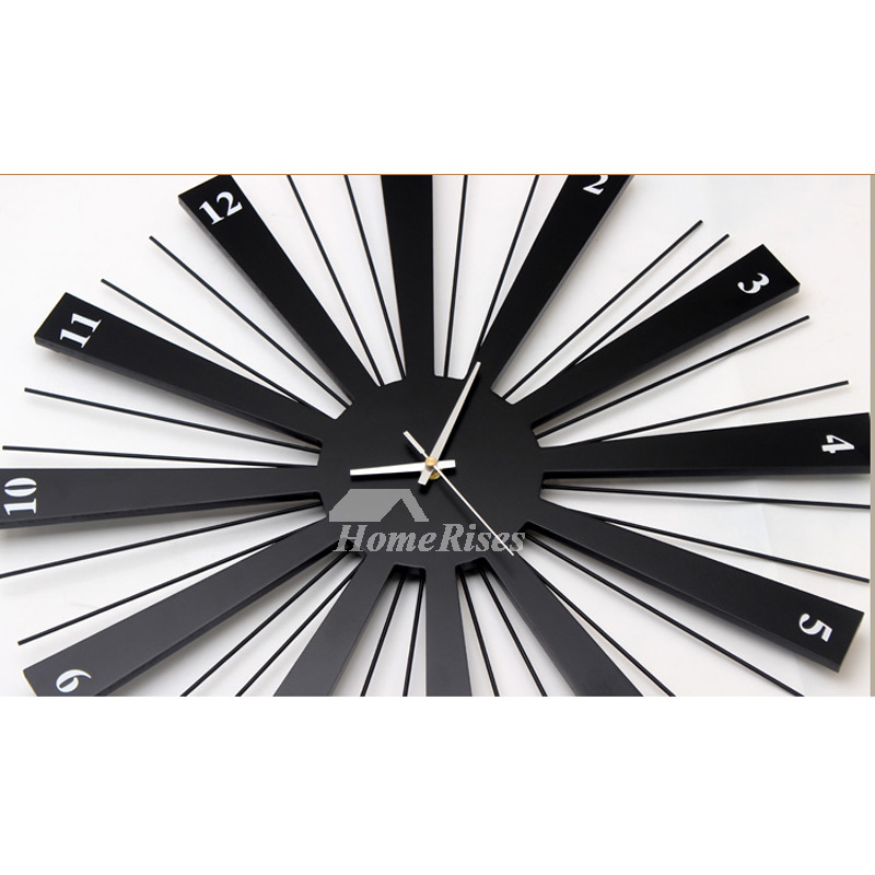 Black Wall Clock 15/18/22 Inch Large Decorative Wooden Metal Round