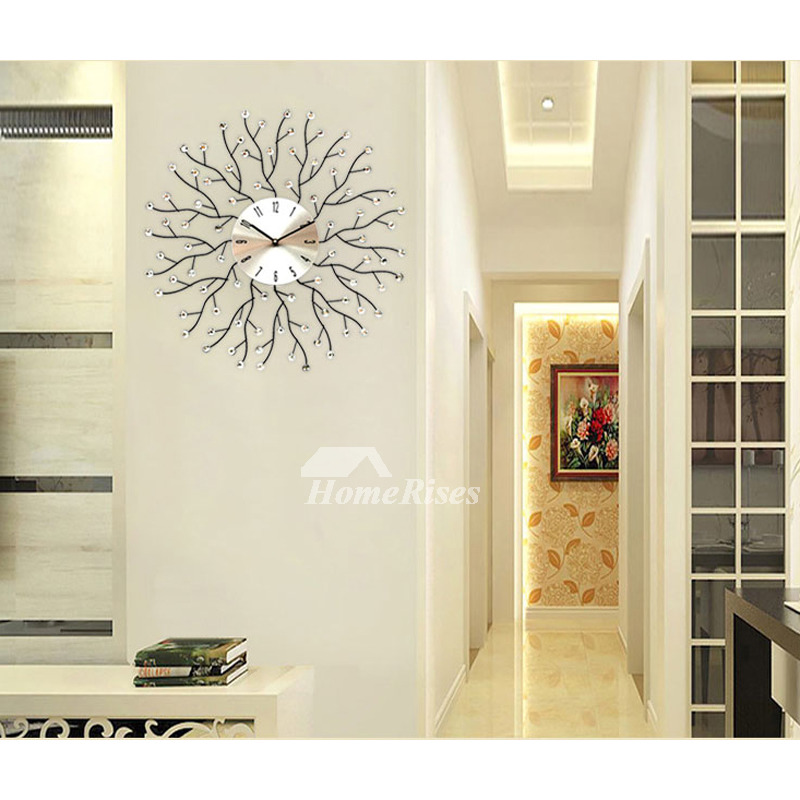 Unusual Wall Clocks 19 Inch Wrought Iron Large Crystal Living Room