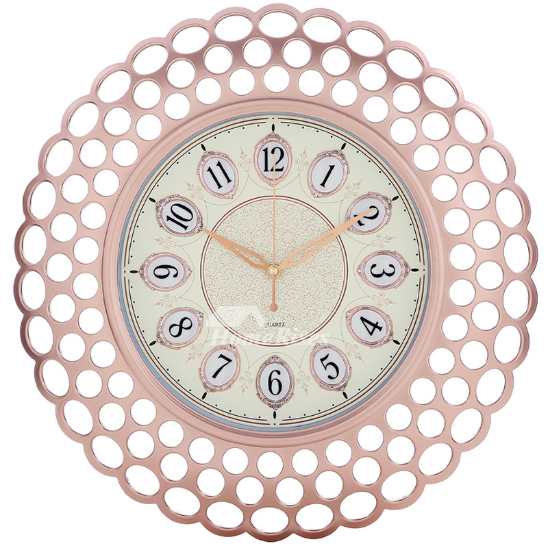 Oversized 20 Inch Wall Clock Round Plastic Glass Rose Gold Living Room