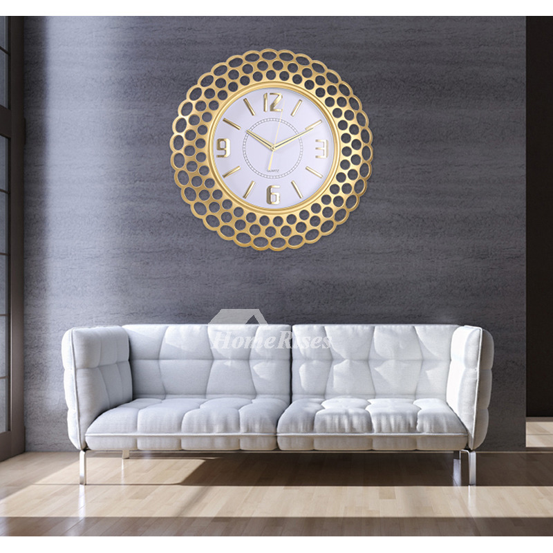 Oversized 20 Inch Wall Clock Round Plastic Glass Rose Gold Living Room