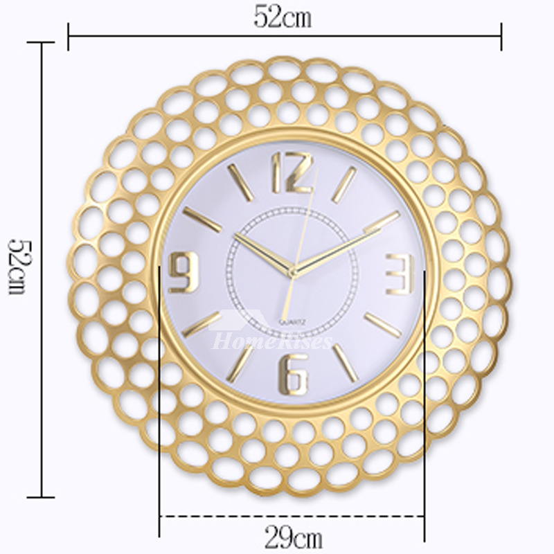 Oversized 20 Inch Wall Clock Round Plastic Glass Rose Gold Living Room