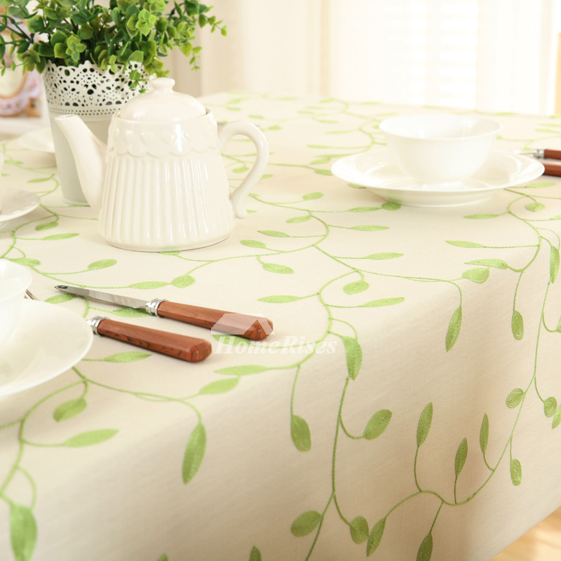 Green Tablecloth Blue/Champagne Blending Cotton Linen Square