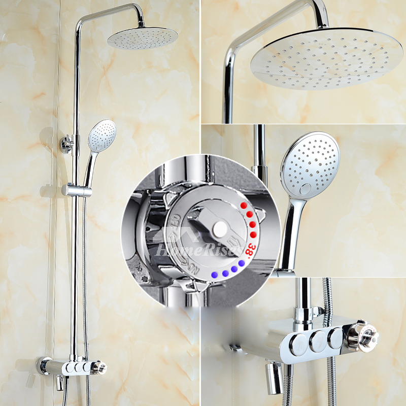 Shower Fixtures Thermostatic Wall Mount Screen Square/Round