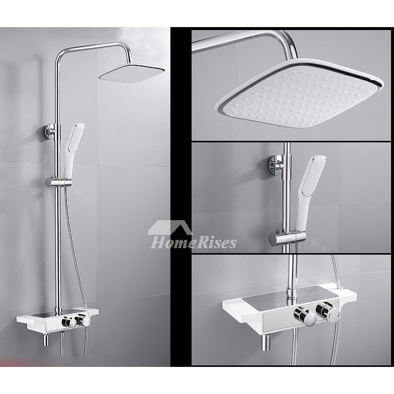 Shower Systems Exposed Modern White/Black Wall Mount Fixture