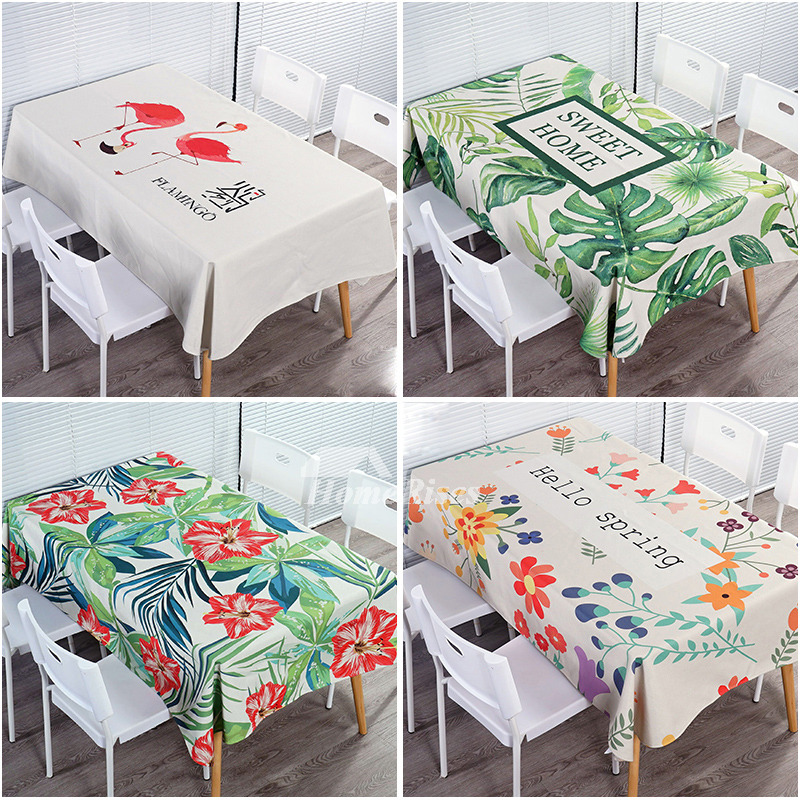 Decorative Oblong Tablecloth Cotton/Linen Navy/Yellow Kids Cute