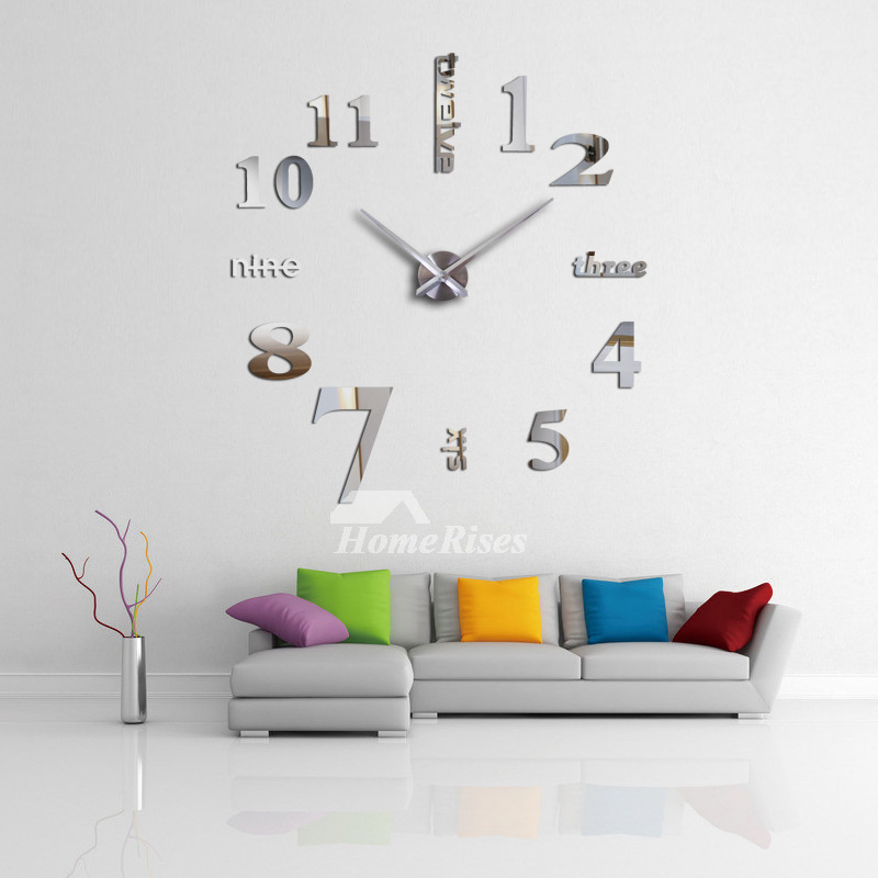 Large Acrylic Wall Clocks Contemporary Round DIY Creative Adjustable