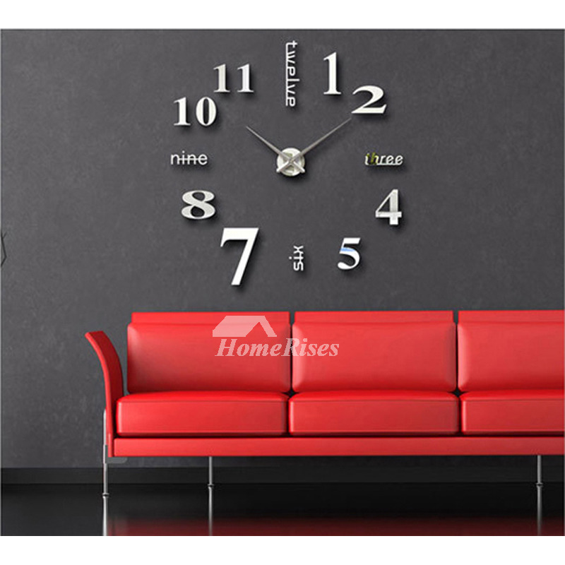 Large Acrylic Wall Clocks Contemporary Round DIY Creative Adjustable