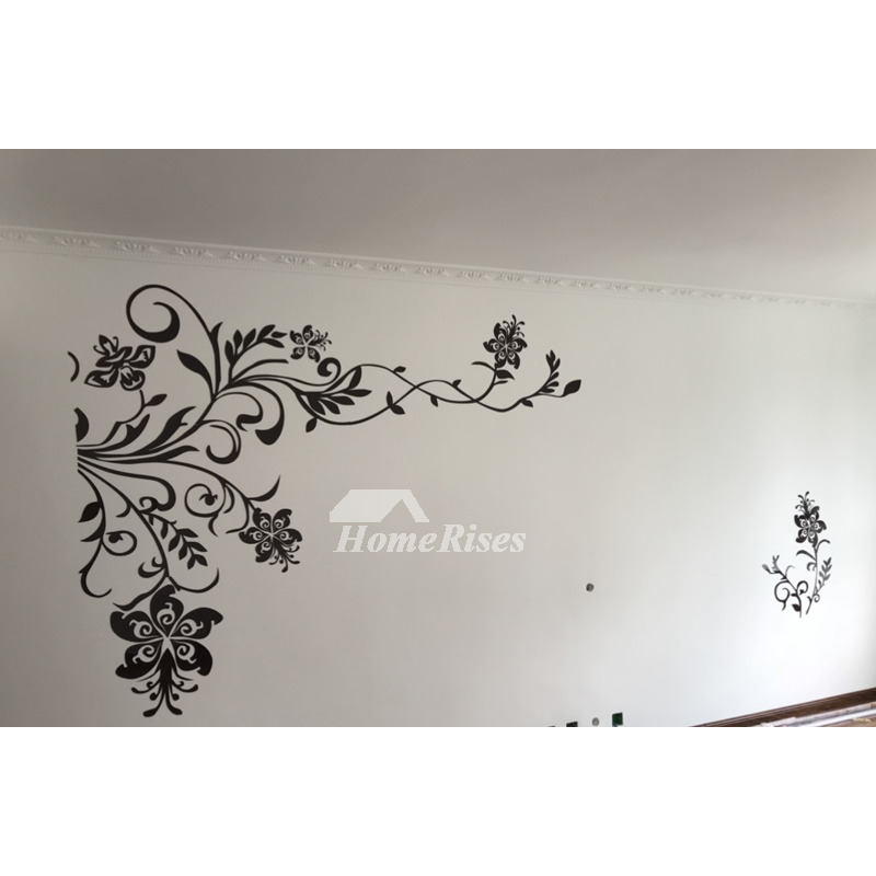 Black Acrylic 3D Wall Decor Sticker Large Beautiful Design Floral Custom