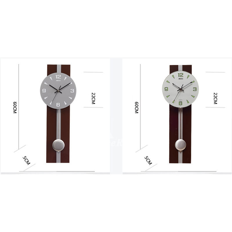 Rectangle Wall Clock Silent Large Modern Decorative Pendulum Black