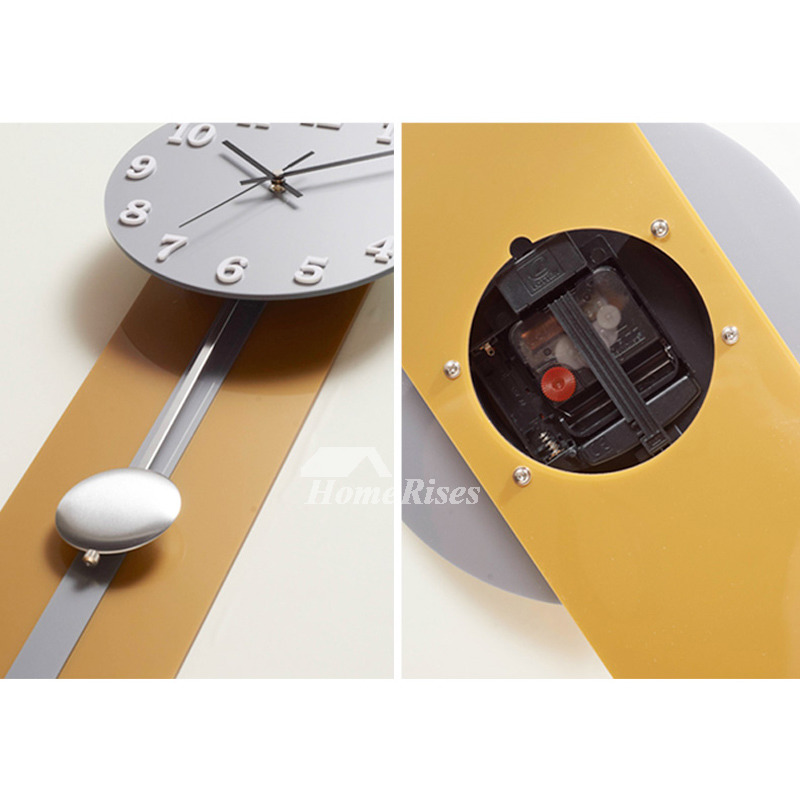 Rectangle Wall Clock Silent Large Modern Decorative Pendulum Black