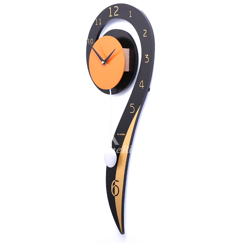 Pendulum Wall Clock Personalized Wooden Decorative Modern Silent
