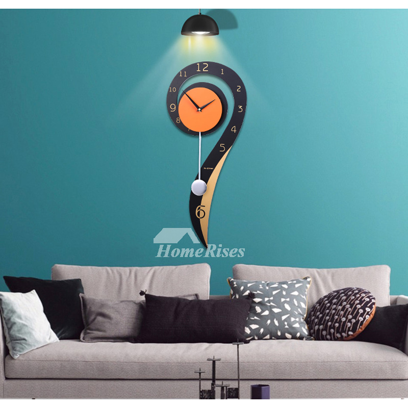 Pendulum Wall Clock Personalized Wooden Decorative Modern Silent