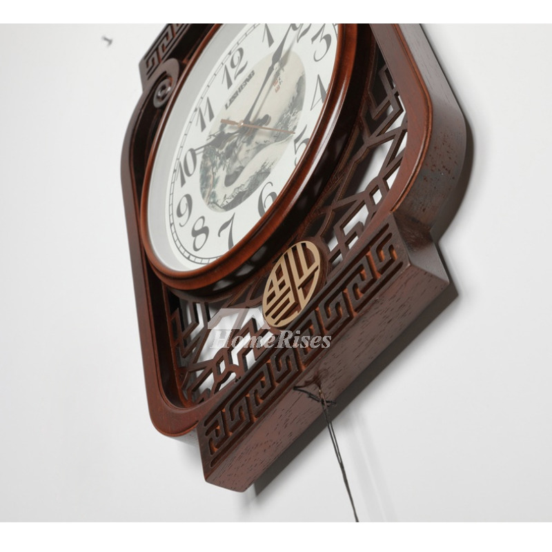 Antique Large Decorative Wall Clocks Unique Wooden Silent Living Room