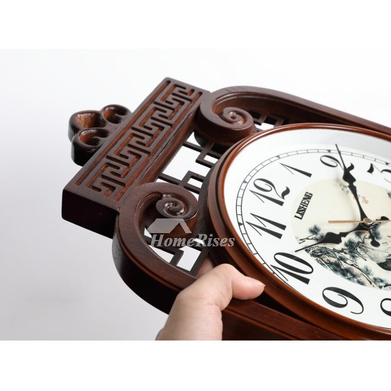 Antique Large Decorative Wall Clocks Unique Wooden Silent Living Room