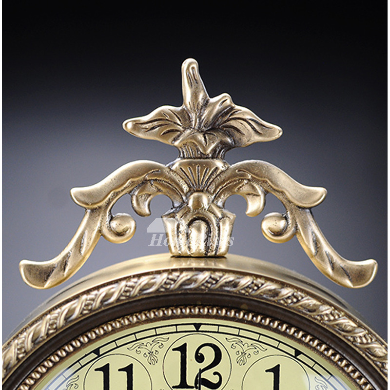 Vintage Double Deer Brass Desk Clock Retro Luxury Pendulum