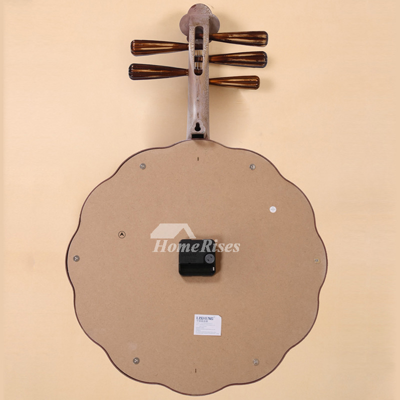 Art Wall Clock Creative Mute Chinese Style Lute Bedroom Quartz Clock