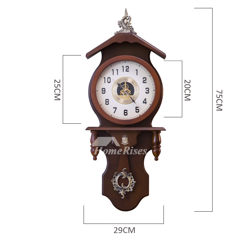 Living Room Chinese Wall Clock Large Retro Classical Wooden Antique