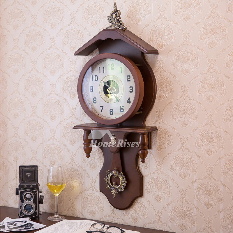 Living Room Chinese Wall Clock Large Retro Classical Wooden Antique